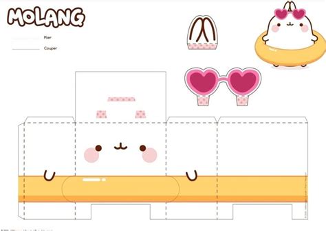 Molang Paper Craft Kartu Lipat Kartu Boneka Kertas