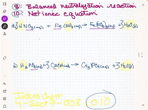 SOLVED The Net Ionic Equation For A Neutralization Reaction Is Simply H OH