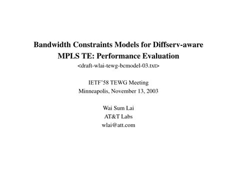 Ppt Bandwidth Constraints Models For Diffserv Aware Mpls Te Performance Evaluation Powerpoint
