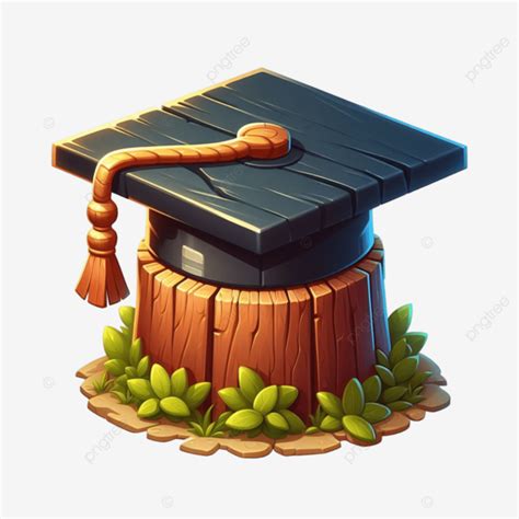 학문적 여정의 끝과 새로운 기회의 시작을 상징하는 그루터기에 놓인 졸업 모자 졸업 모자 학업 여행 새로운 기회 Png 일러스트 및 이미지 에 대한 무료 다운로드