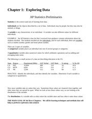 Web Notes Chapter Chapter Exploring Data AP Statistics Preliminaries Statistics Is The