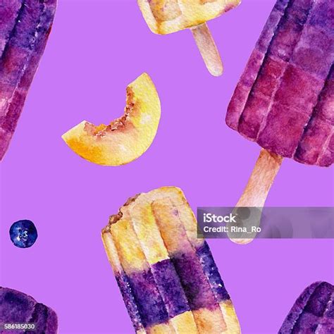 이음새 없는 패턴아이스크림 워터컬러 일러스트레이션 과일에 대한 스톡 벡터 아트 및 기타 이미지 과일 귀여운 그리기 Istock