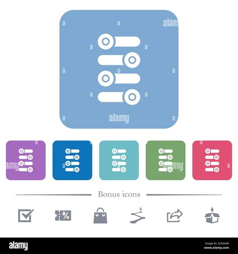 Fine Tune White Flat Icons On Color Rounded Square Backgrounds 6 Bonus Icons Included Stock