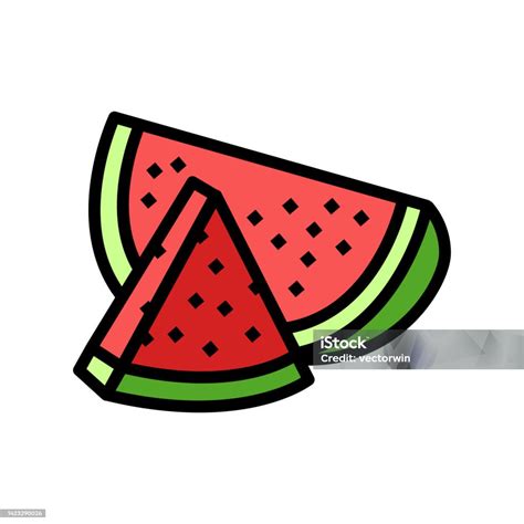 수분이 많은 붉은 수박 색상 아이콘 벡터 일러스트 레이 션 0명에 대한 스톡 벡터 아트 및 기타 이미지 0명 과일 귀여운 Istock
