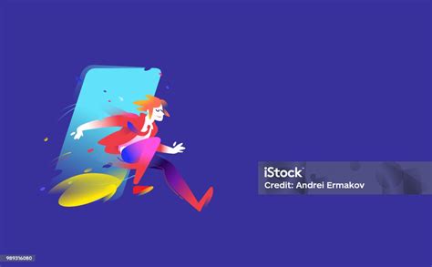 실행 중인 남자의 그림입니다 밝고 Harezmatic 문자입니다 이미지는 흰색 배경에 고립 이다 배너 프레 젠 테이 션 및 사이트에 대 한 평면 그림입니다 개념에 대한 스톡