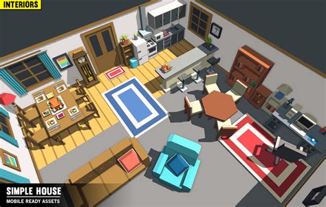 Simple House Interiors Cartoon Assets