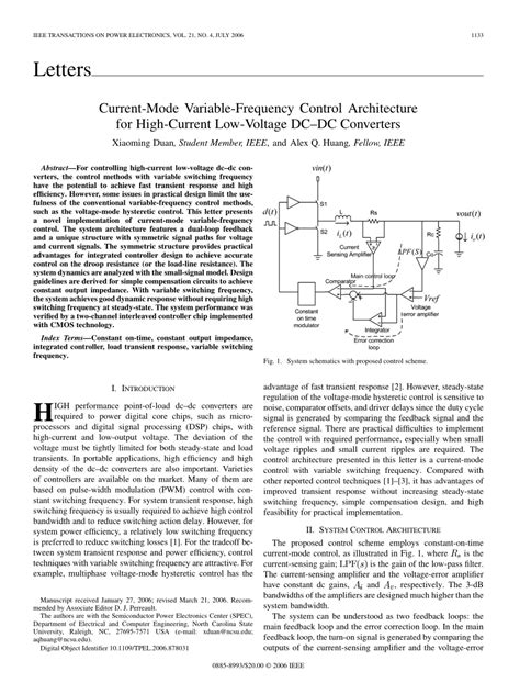 PDF Current Mode Variable Frequency Control Architecture For High Current Low Voltage DCDC