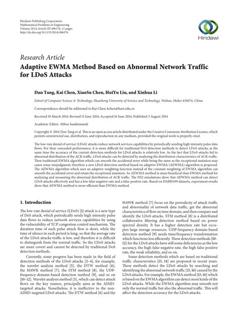 Pdf Adaptive Ewma Method Based On Abnormal Network Traffic For Ldos