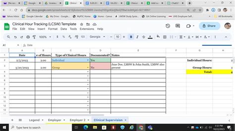 LCSW Clinical Hours Documentation Tool Etsy