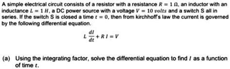 solved a simple electrical circuit consists of a resistor with