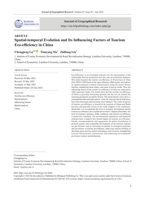 Pdf Spatial Temporal Evolution And Its Influencing Factors Of Tourism Eco Efficiency In China