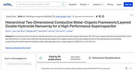 hierarchical two dimensional conductive metal organic framework layered