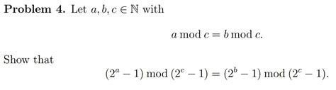 Solved Problem 4 Let A B C En With A Mod C B Mod C Show