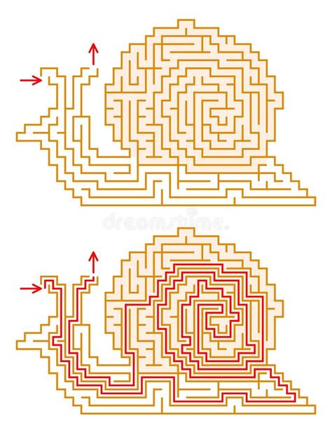 Maze In A Shape Of Snail Find The Way Through Labyrinth Game With