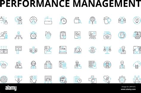 Performance Management Linear Icons Set Metrics Feedback Goals Appraisal Evaluation
