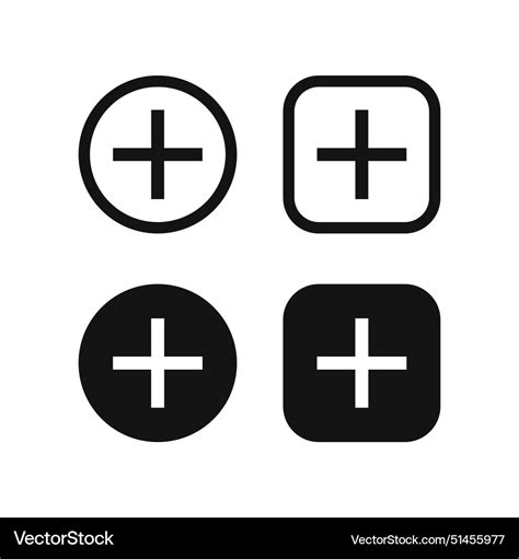 Add Button Icon Or More And Plus Set Royalty Free Vector