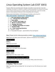 Unix Linux Lab ANSWERED Linux Operating System Lab CIST Purpose Utilize Linux Operating
