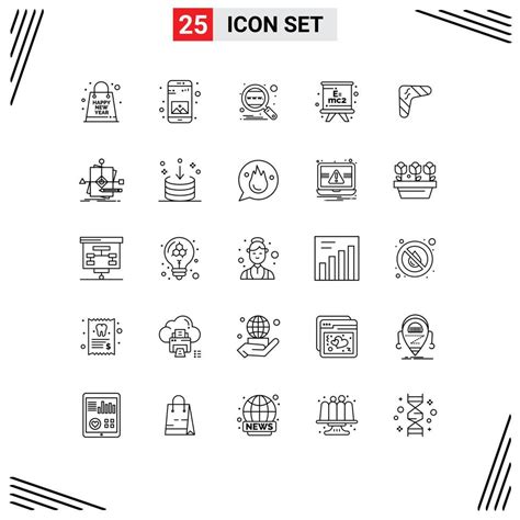 Set Of 25 Modern Ui Icons Symbols Signs For Education Blackboard Mobile Formula Search Editable