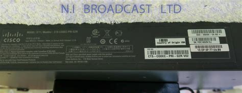 1x Cisco Cts Codec For Cisco Tx9000 Telepresence Conferencing System N I Broadcast Ltd
