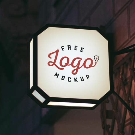 free octagon backlit signage mockup psd css author