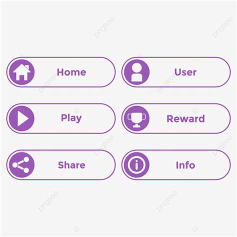 Interface Game Button Set Design With Purple Color Element Set Vector Design Png And Vector