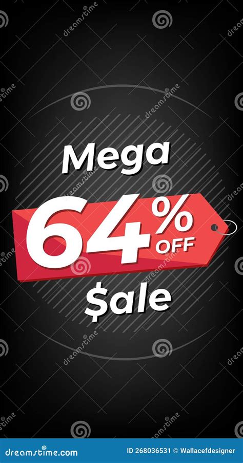64 Percent Off Black Discount Banner With Sixty Four Percent Stock