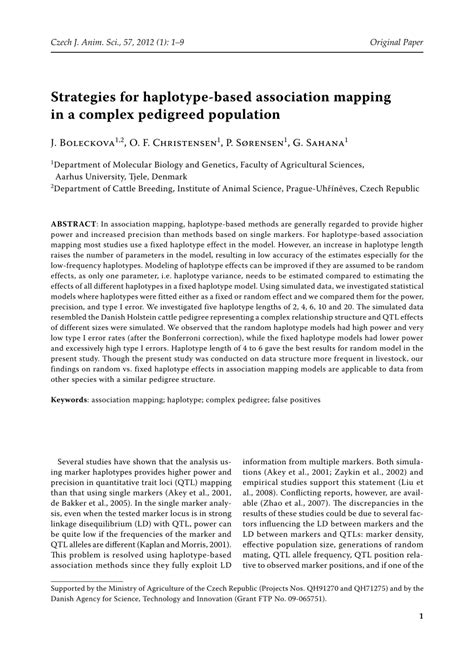 Pdf Strategies For Haplotype Based Association Mapping In A Complex Pedigreed Population