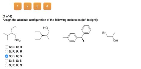 solved assign the absolute configuration of the following