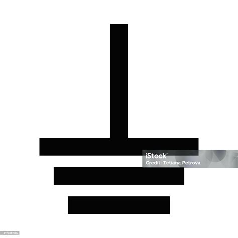 굵은 검은색 윤곽선의 접지 기호 아이콘입니다 전기 접지 및 안전을 나타내는 벡터 그림 편집 가능한 획 Earthing Alternative Therapy에 대한 스톡