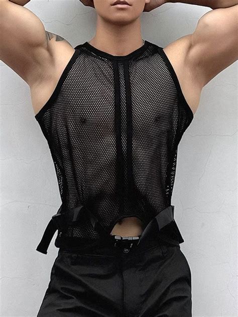 Mens Sexy Mesh Knit Sheer Tank Skuk74730 Incerunmen