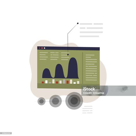 디지털 인터페이스 평면 벡터 일러스트 레이 션 데이터 분석 비즈니스 성장 및 성능 메트릭을 상징하는 그래프를 표시 흰색 배경에 고립 개발에 대한 스톡 벡터 아트 및 기타