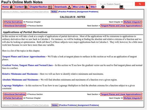 Pauls Online Notes Calculus Iii Applications Of Partial Derivatives Activity For 9th 10th