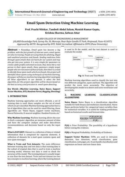Spam Email Detection Using Machine Learning Pptpptx