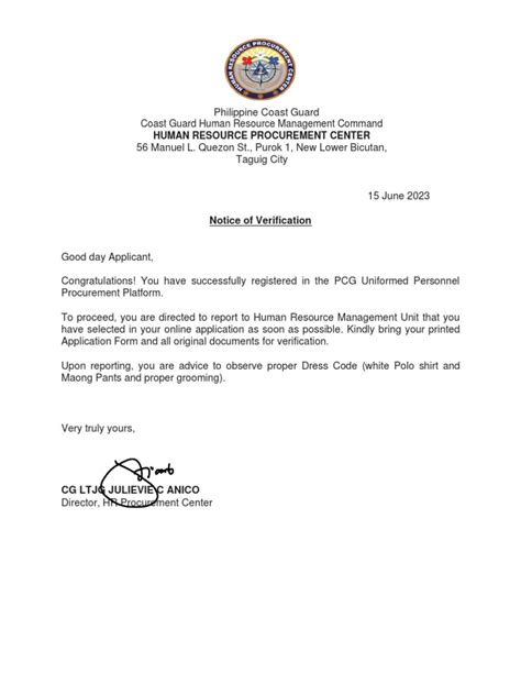 Verification Template For Officer Pdf