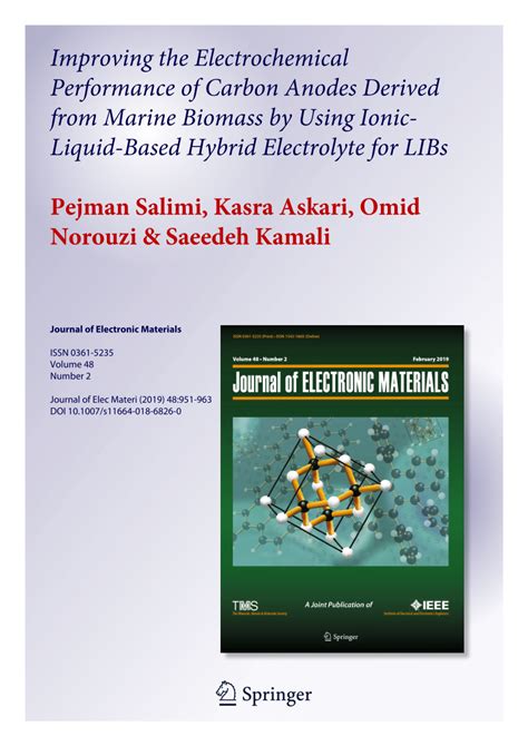Pdf Improving The Electrochemical Performance Of Carbon Anodes