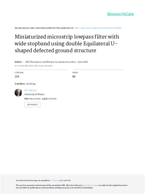 Pdf Miniaturized Microstrip Lowpass Filter With Wide Stopband Using