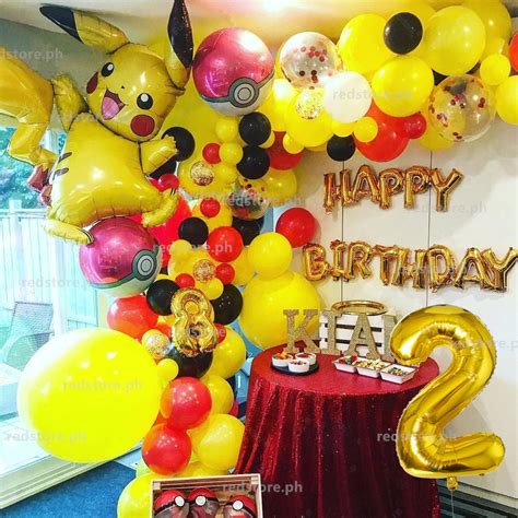 1set Pikachu Pokemon Theme Foil Balloons Garland Arch Kit 16inch Happy Birthday Letter Balloons