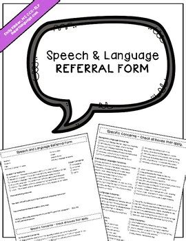 Speech Language Referral Form By The Open Book SLP TpT