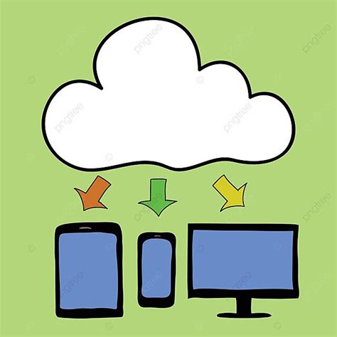 Cartoon Style Cloud Computing Technology Cell Sketch Vector Cloud