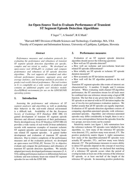 Pdf An Open Source Tool To Evaluate Performance Of Transient St Segment Episode Detection