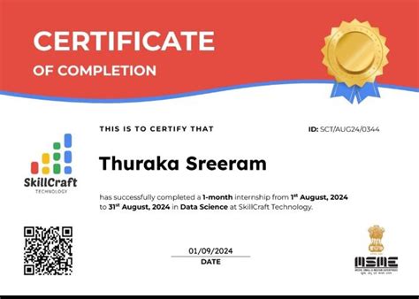 Thuraka Sree Ram On Linkedin Datascience Internship Skilldevelopment Machinelearning Thankful