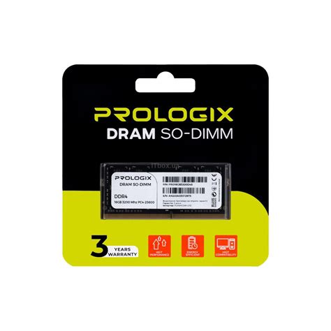 Prologix Sodimm Ddr4 16gb 3200 Mhz Pro16gb3200d4s ⏩ Купити Модуль памяті для ноутбука Prologix