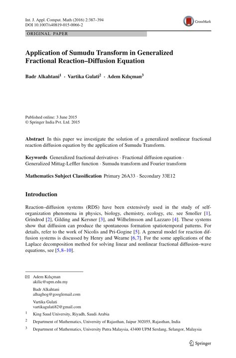 Pdf Application Of Sumudu Transform In Generalized Fractional