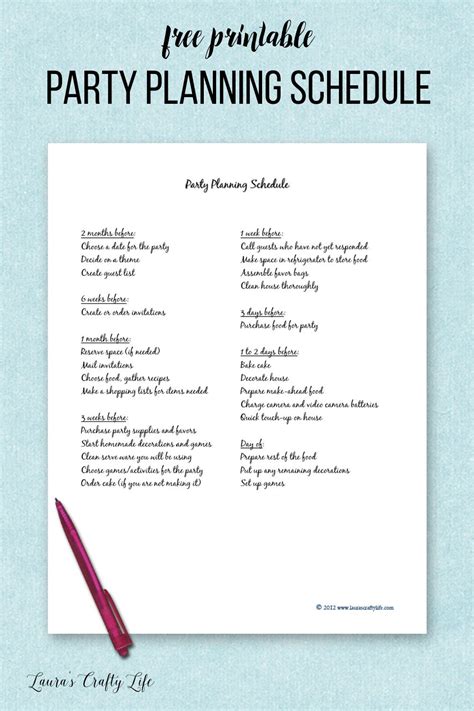 Birthday Party Schedule Template