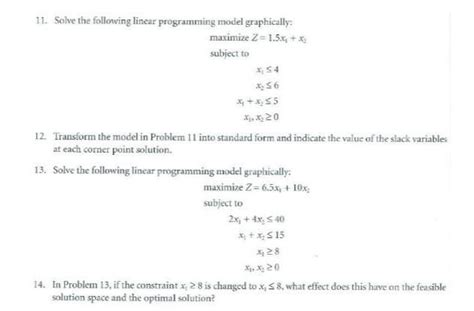 Solved Solve The Following Linear Programming Model Chegg