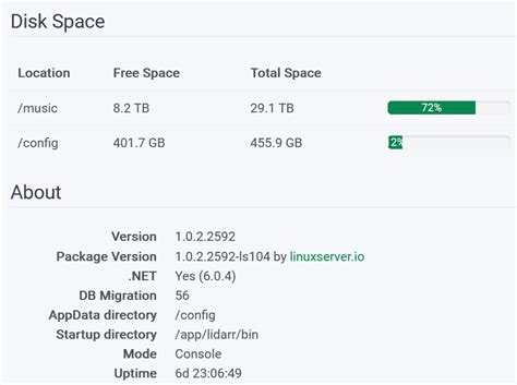 Fatal Lidarrerrorpipeline Request Failed Get Apiv1diskspace · Issue 82 · Linuxserver