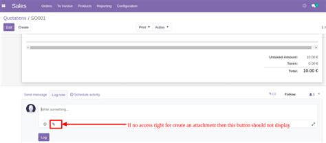 upload an attachment without access right · issue 29048 · odoo odoo