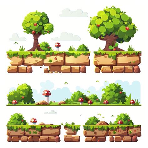 Premium Vector Asset 2d Platformer Game More Different Game Elements