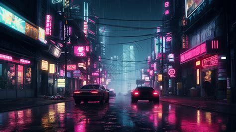 赛博朋克风街道插画图片下载 正版图片600476183 摄图网