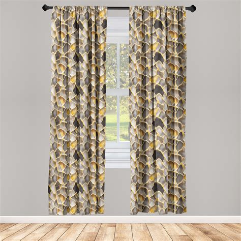 Marble Print Window Curtains Honey Comb Framework Marbling Style
